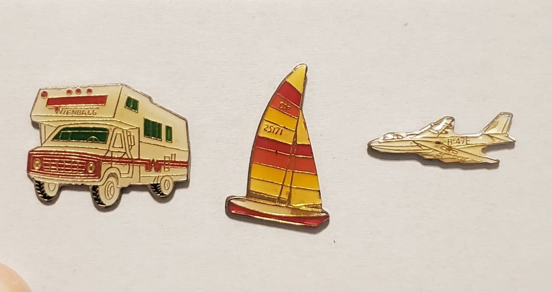 Vintage Enamel Pins // RV Travel Pins // Airplane // Sailboat - Etsy