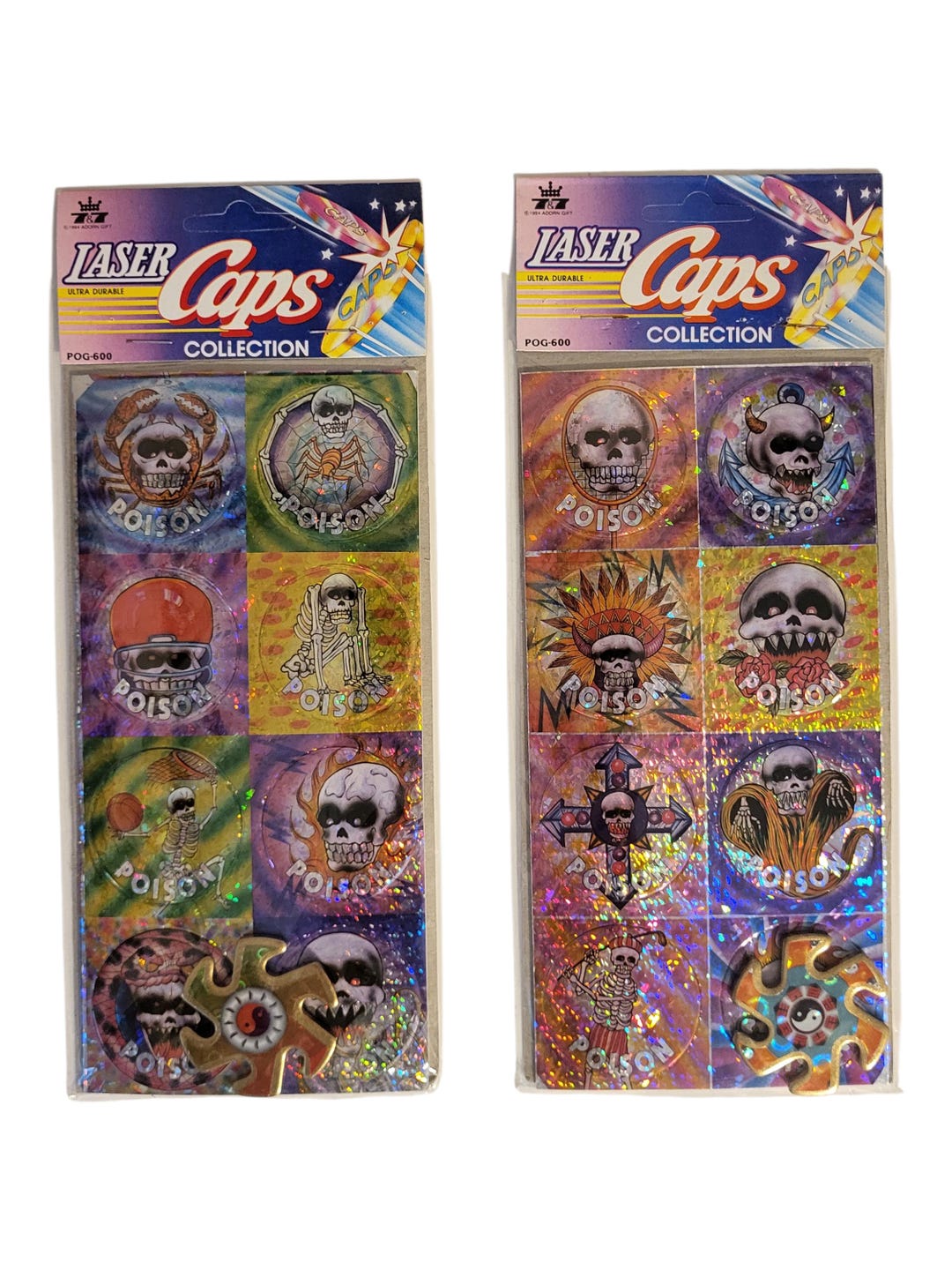 Vintage Laser Caps Pog Slammers Set of 2 – Poison Skull Holographic POG ...