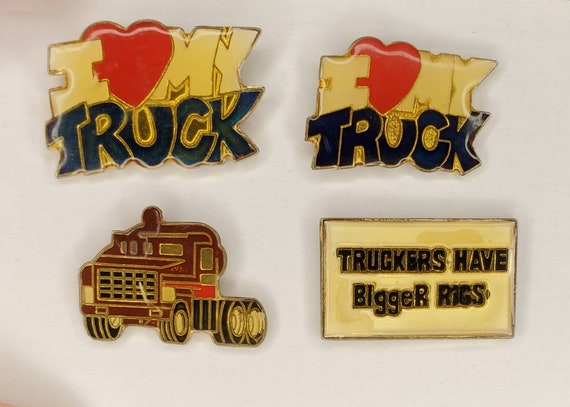 Vintage Enamel Trucker Pins // Retro Big Rig Pins // … - Gem