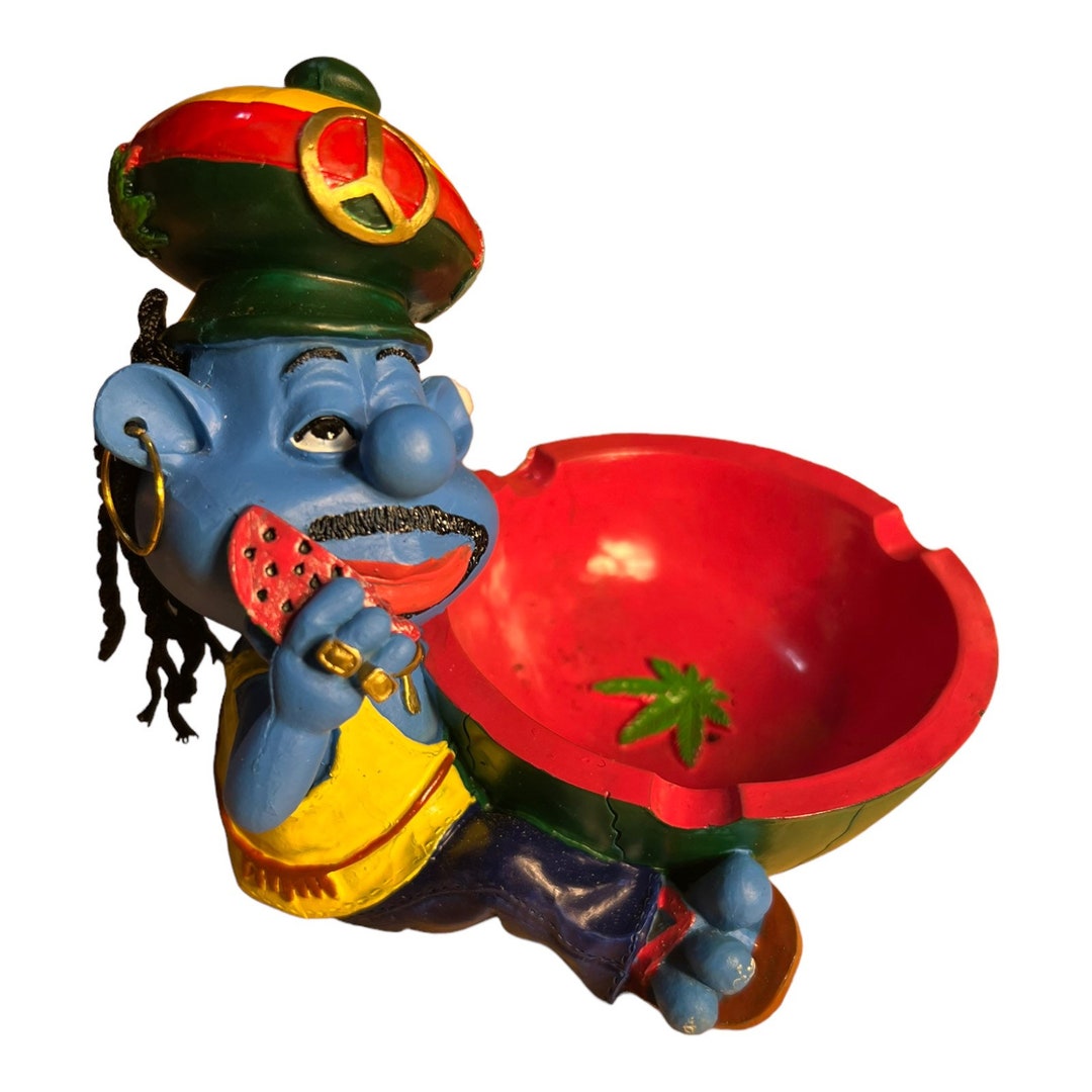 Vintage Blue Genie Rasta Ashtray // Smoking Ashtray // Rasta Jamaican ...