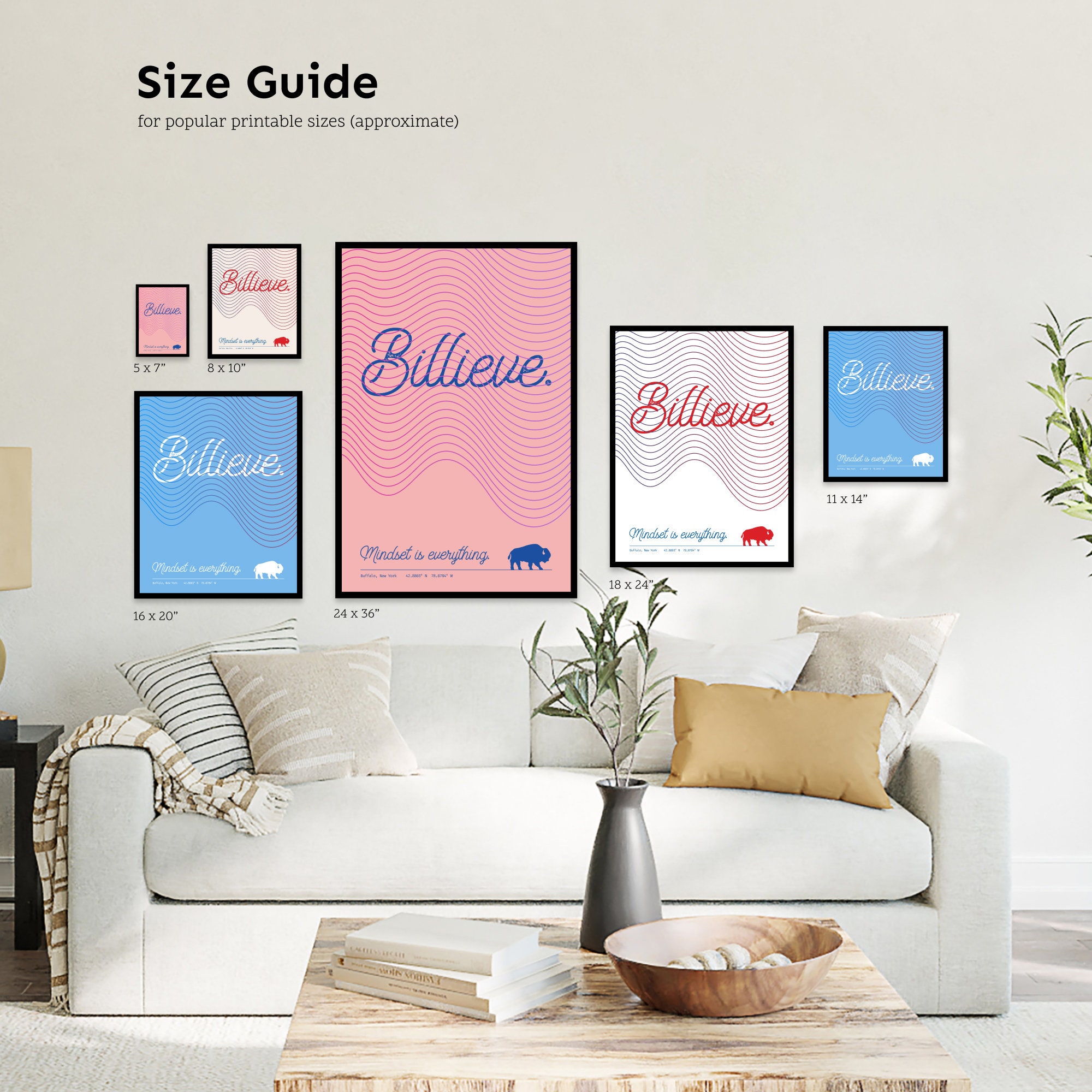 Buffalo Billieve Poster Bills Billiever Mindset Buffalo - Etsy