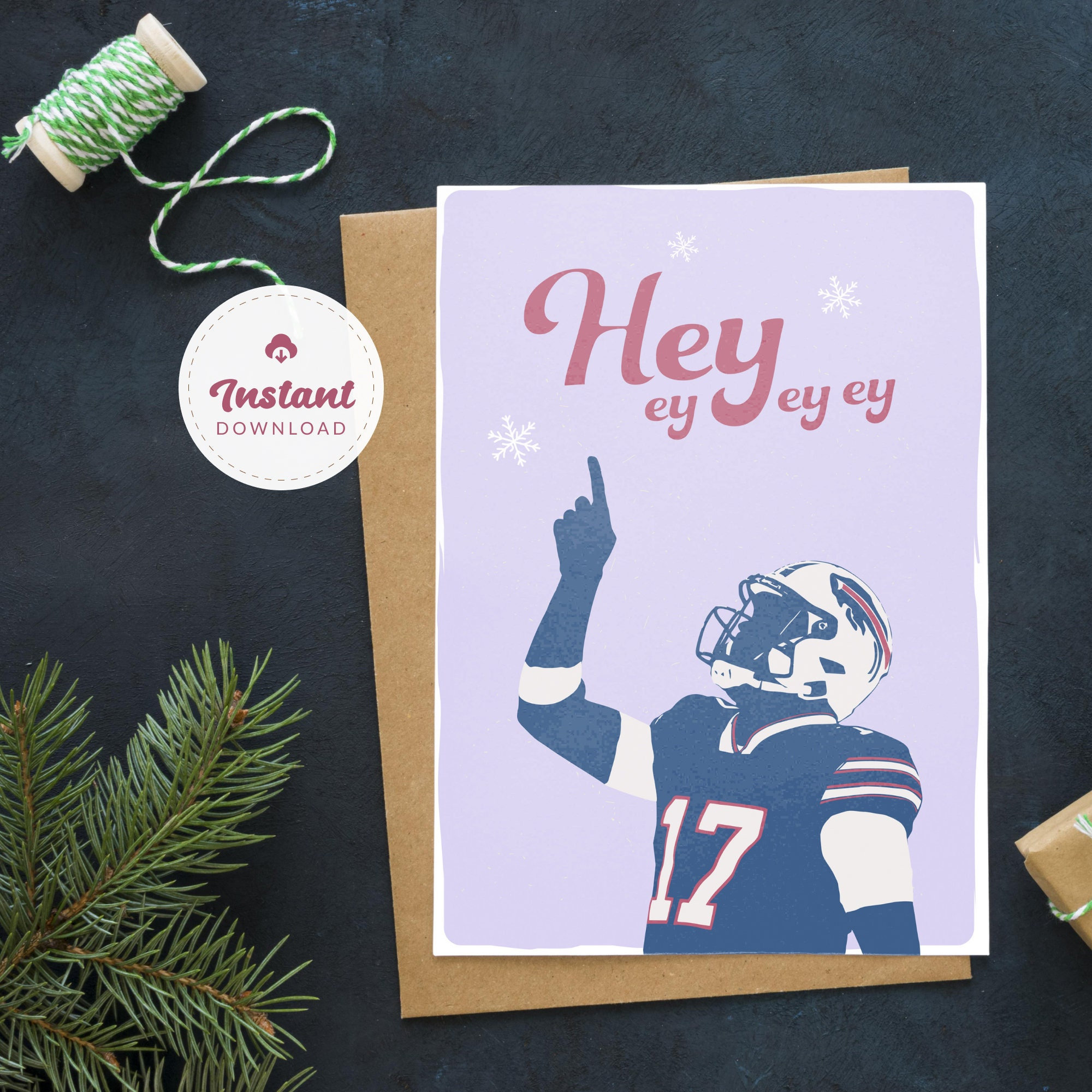 Josh Allen Christmas Printable Greeting Card, Josh Allen Downloadable ...