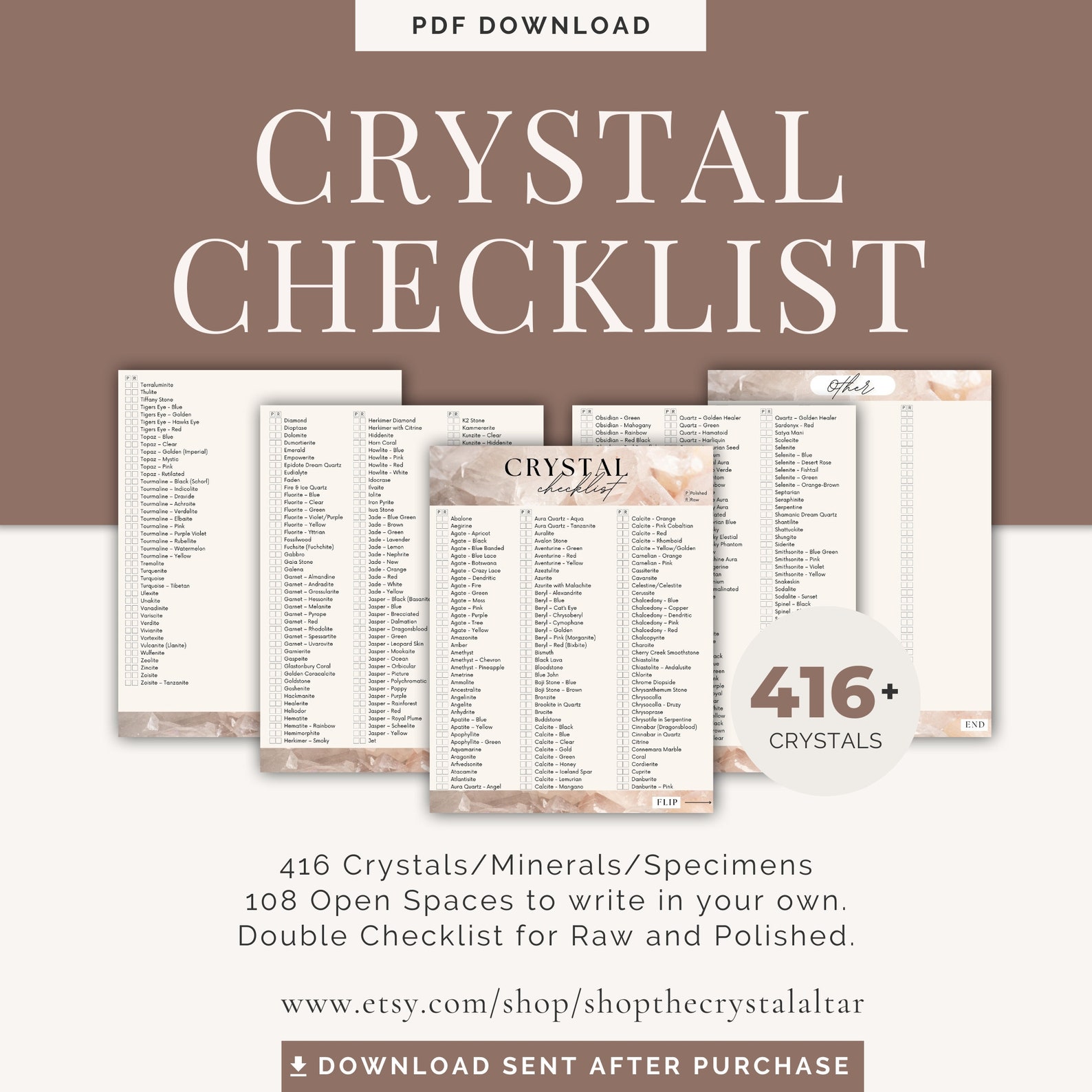 Crystal Checklist Download- Digital Checklist - Digital Organization - Digital Download ...