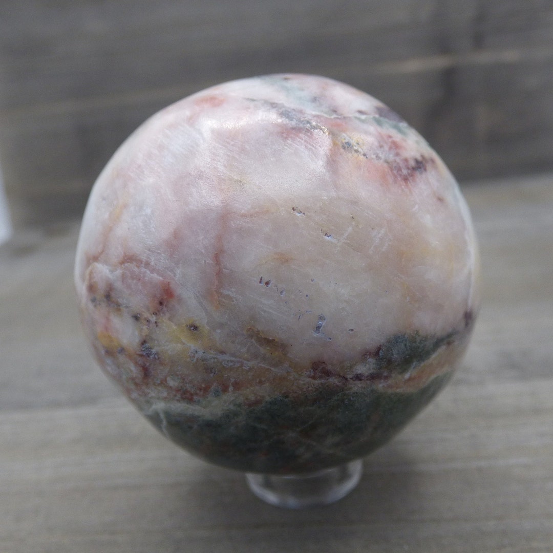 Small Serpentine Sphere - White, Pink/ruby & Green. Bastite, Bowenite ...