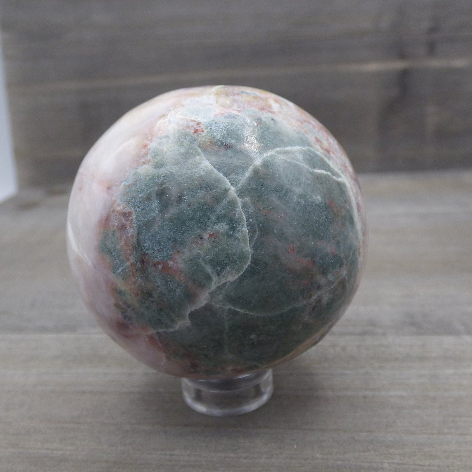 Small Serpentine Sphere White, Pink/ruby & Green. Bastite, Bowenite ...
