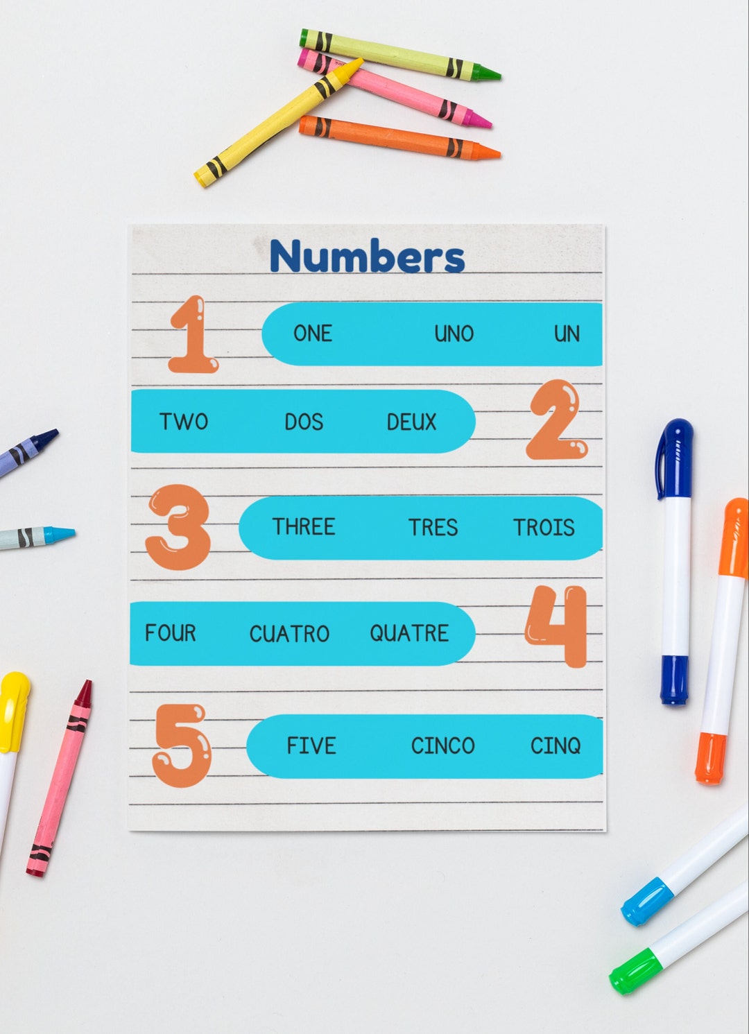 Fun Number Printable (1-10) English, Spanish, and French- Preschool - Etsy