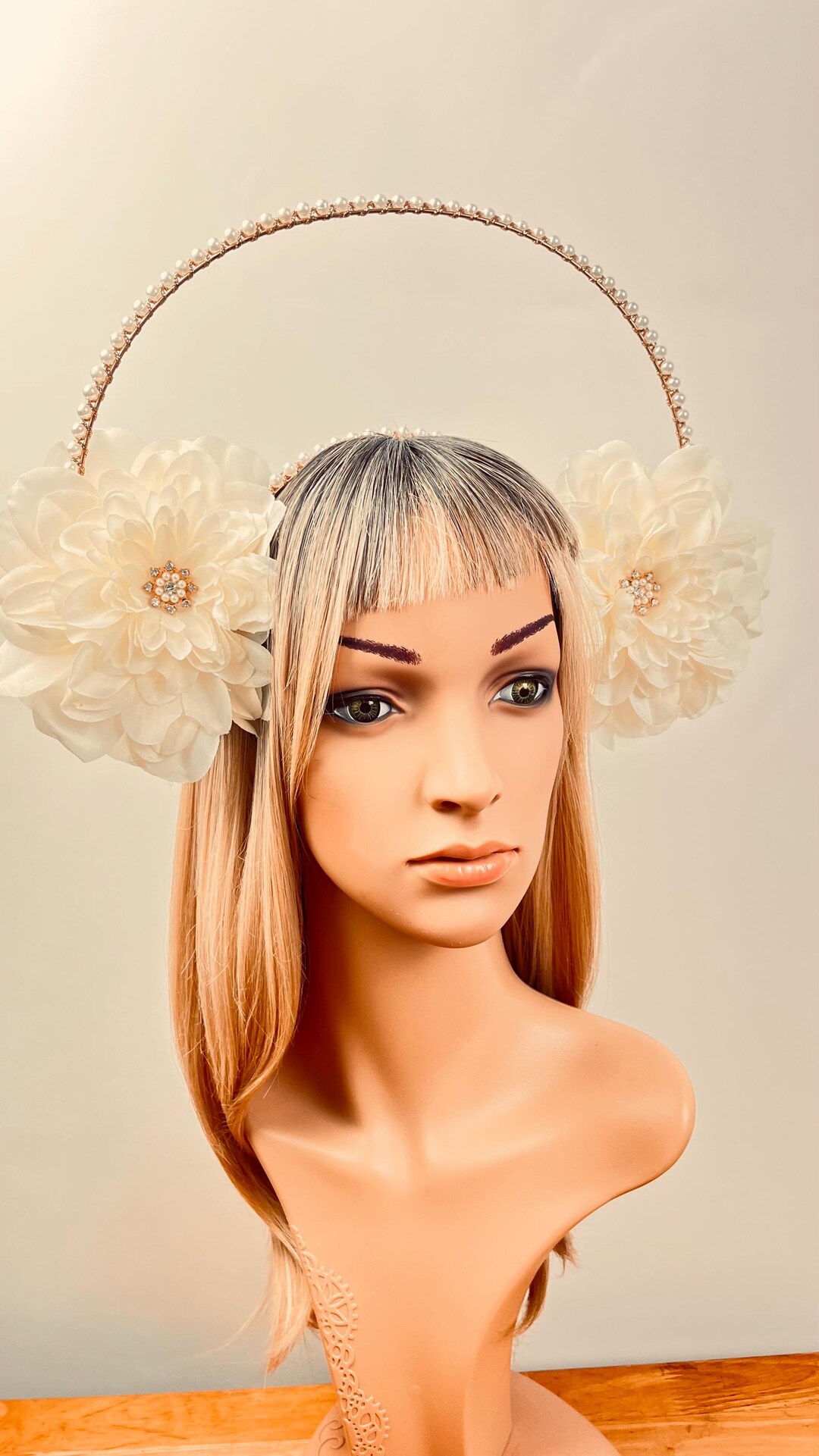 Pearl Halo Fascinator, Floral Headpiece, Halo Headband - Etsy