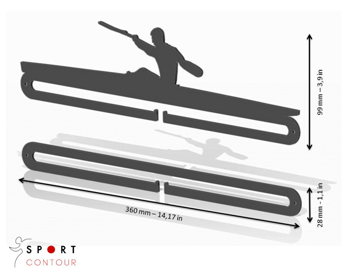 Canoeing Black Medal Display Double Hanger, Kayak Medal Holder, Medal ...