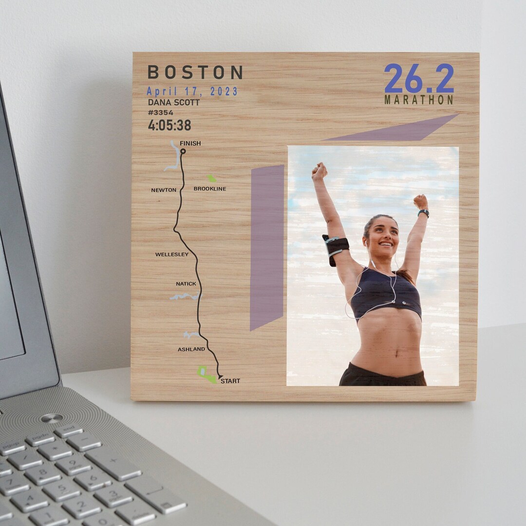 Boston Marathon Photo Frame Personalized - Running Photo Printed on ...