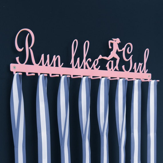 Running Like a Girl Pink Hook Medal Display Running Hook - Etsy