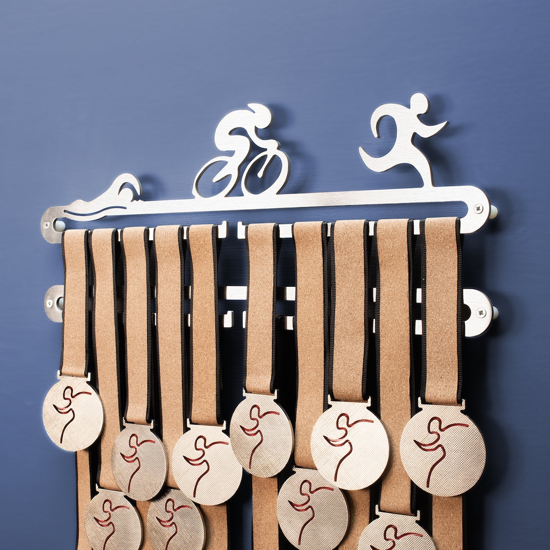 Triathlon Medal Display Double Hanger, Triathlon Medal Hanger, Medal ...
