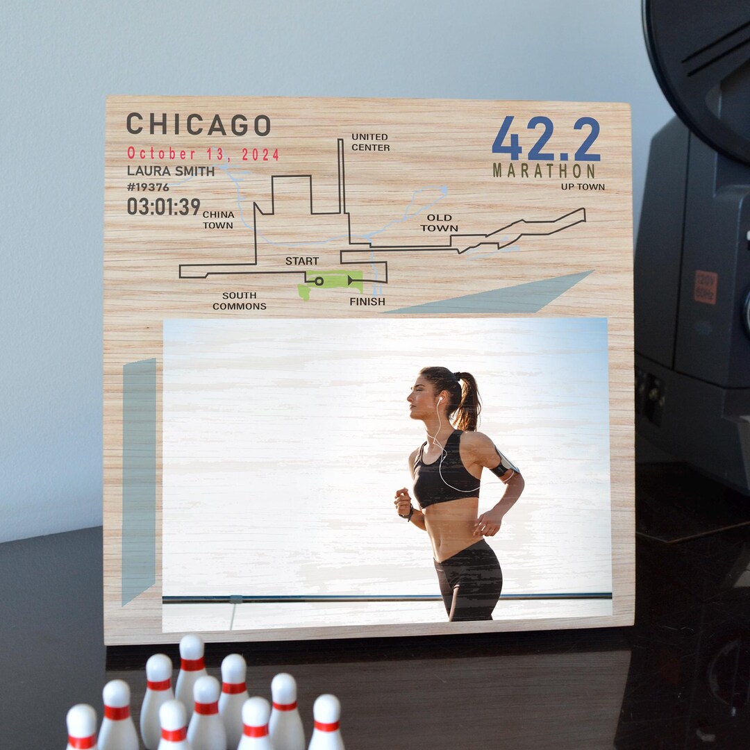 Chicago Marathon Photo Frame Personalized - Running Photo Printed on ...