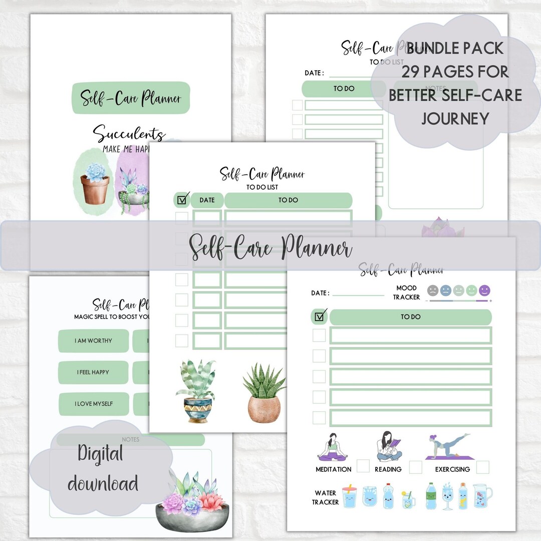 Succulents Self-care Planner Self-care Checklist Selfcare - Etsy