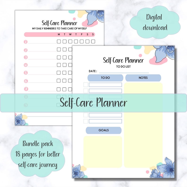 Self-care Planner, Self-care Checklist, Selfcare Journal Tracker ...