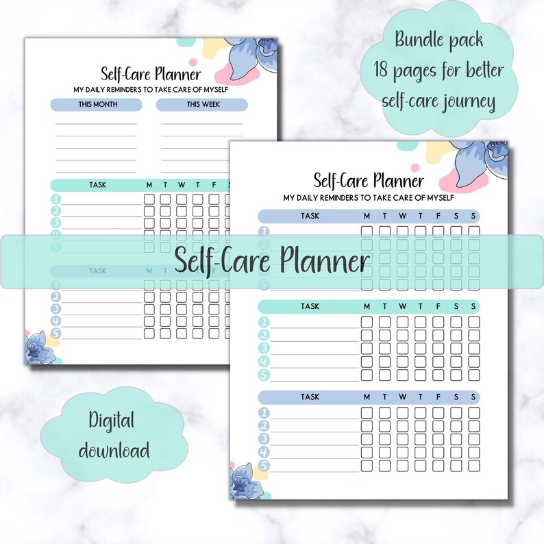 Self-care Planner, Self-care Checklist, Selfcare Journal Tracker ...
