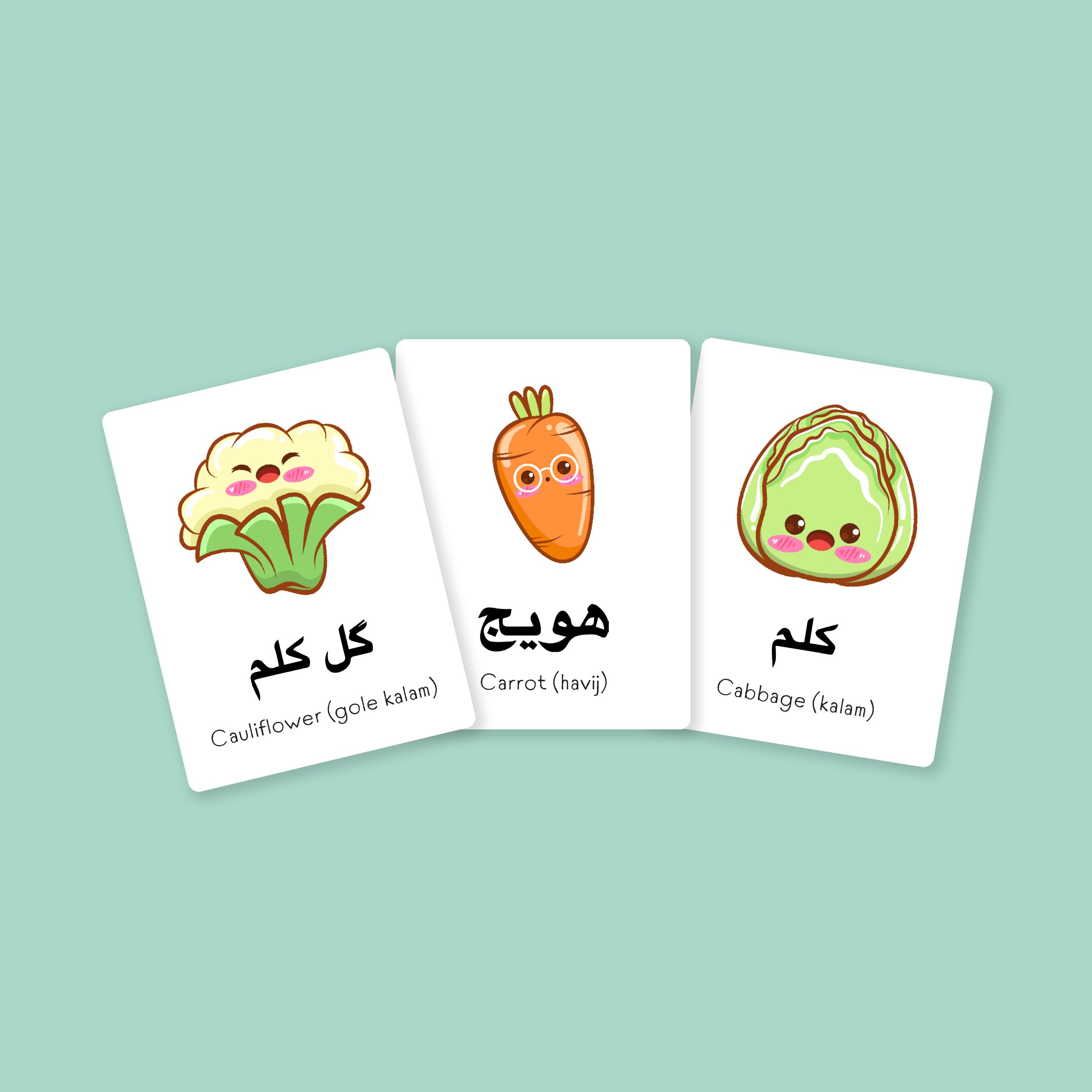 Persian / Farsi Fruits and Vegetables Themed Cards 18 Full - Etsy