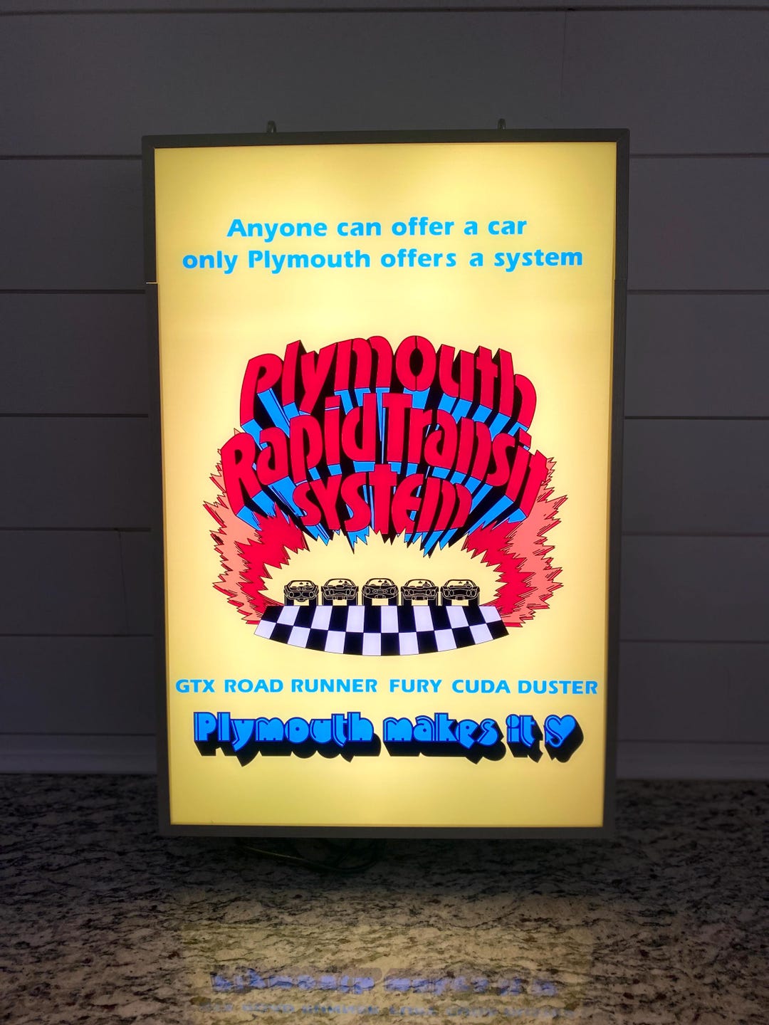 Lighted Plymouth Rapid Transit Sign Chrysler Barracuda Hemi Cuda Road ...