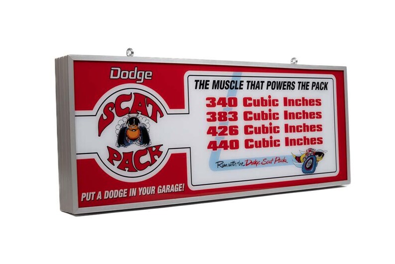 Lighted Dodge Scat Pack Sign Dart Challenger Charger Demon Hemi Mopar ...