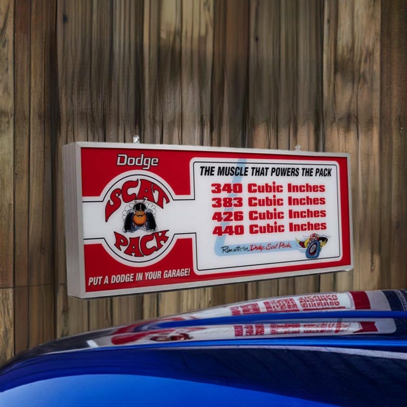 Lighted Dodge Scat Pack Sign Dart Challenger Charger Demon Hemi Mopar ...