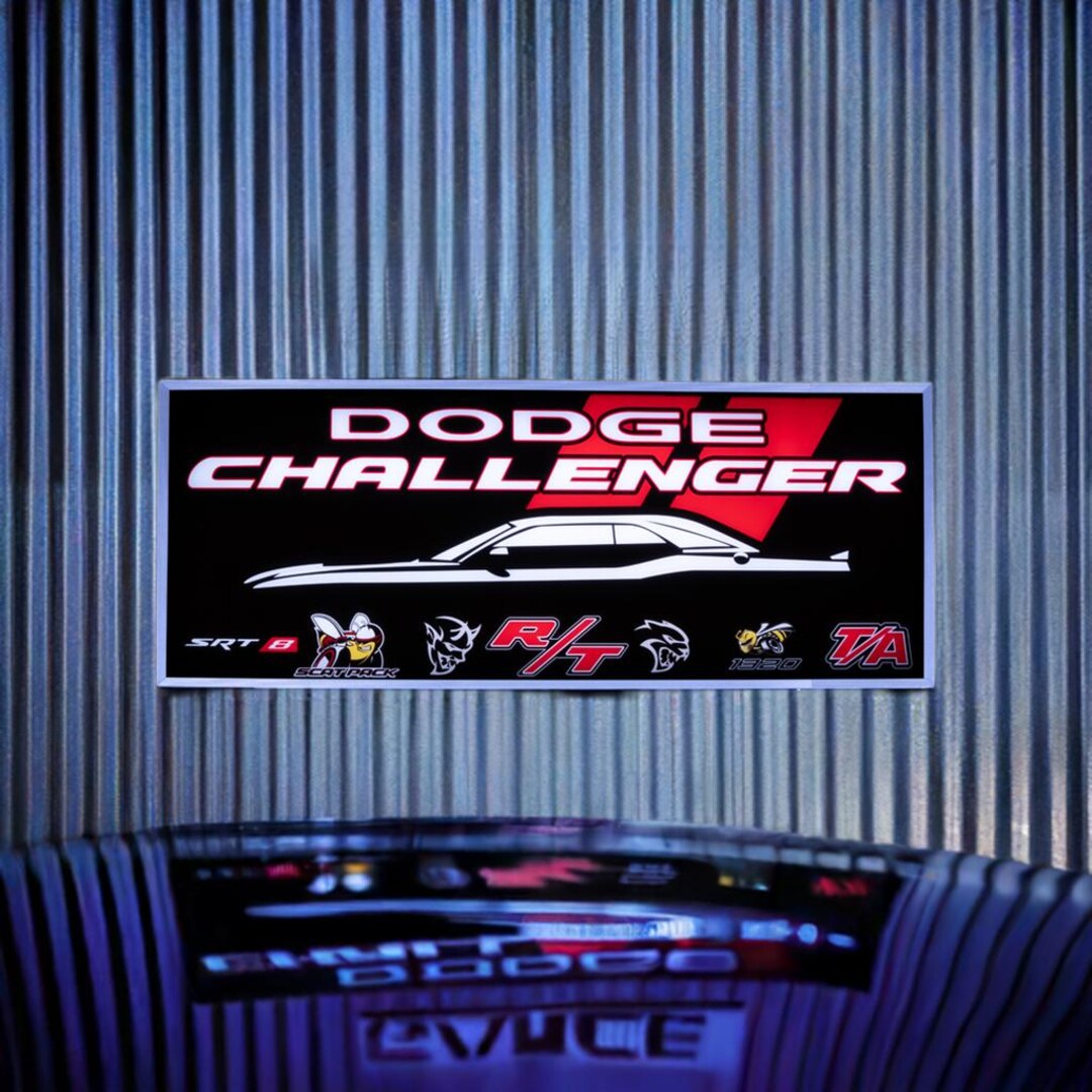 Dodge Challenger Lighted Sign, Dodge Scat Pack, Dodge Demon, Dodge SRT ...