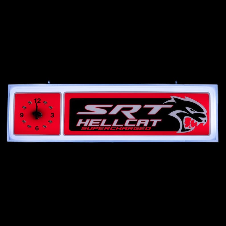 Dodge Hellcat Backlit Electric Clock Sign Officially Licensed Product ...