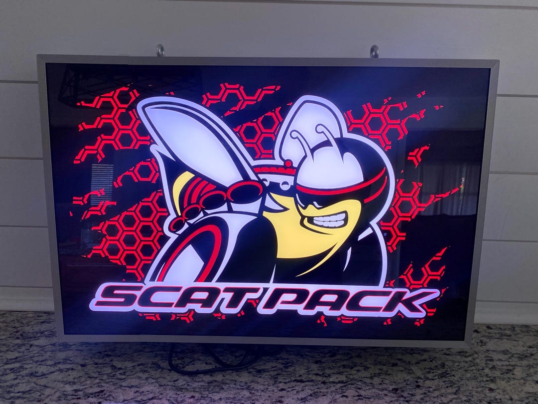 Dodge Scat Pack Backlit LED Sign – 23×16 Officially Licensed Mopar Wall ...