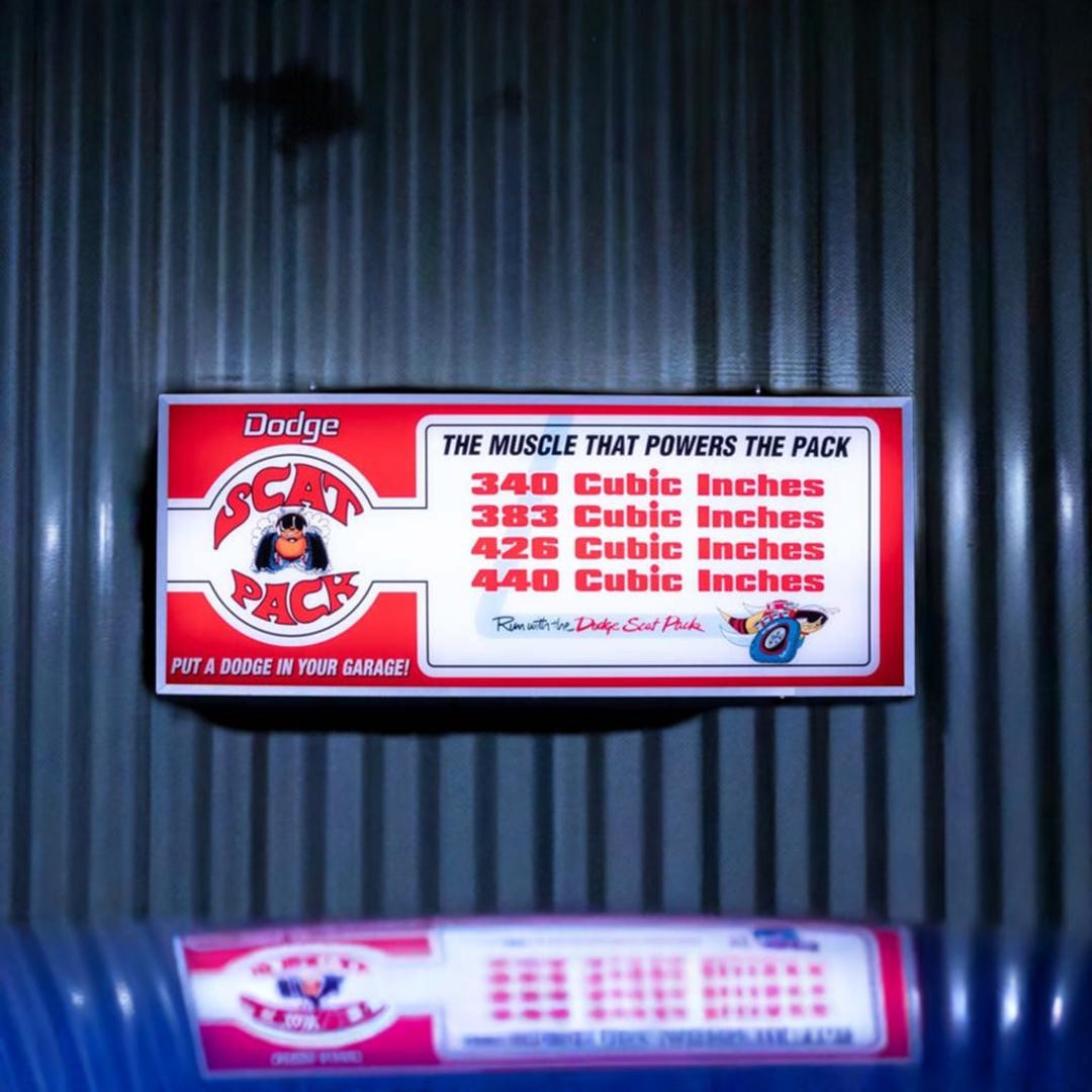 Lighted Dodge Scat Pack Sign Dart Challenger Charger Demon Hemi Mopar ...