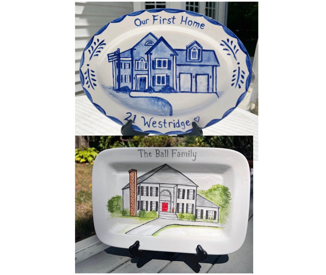 Custom Painted House Platter - Etsy