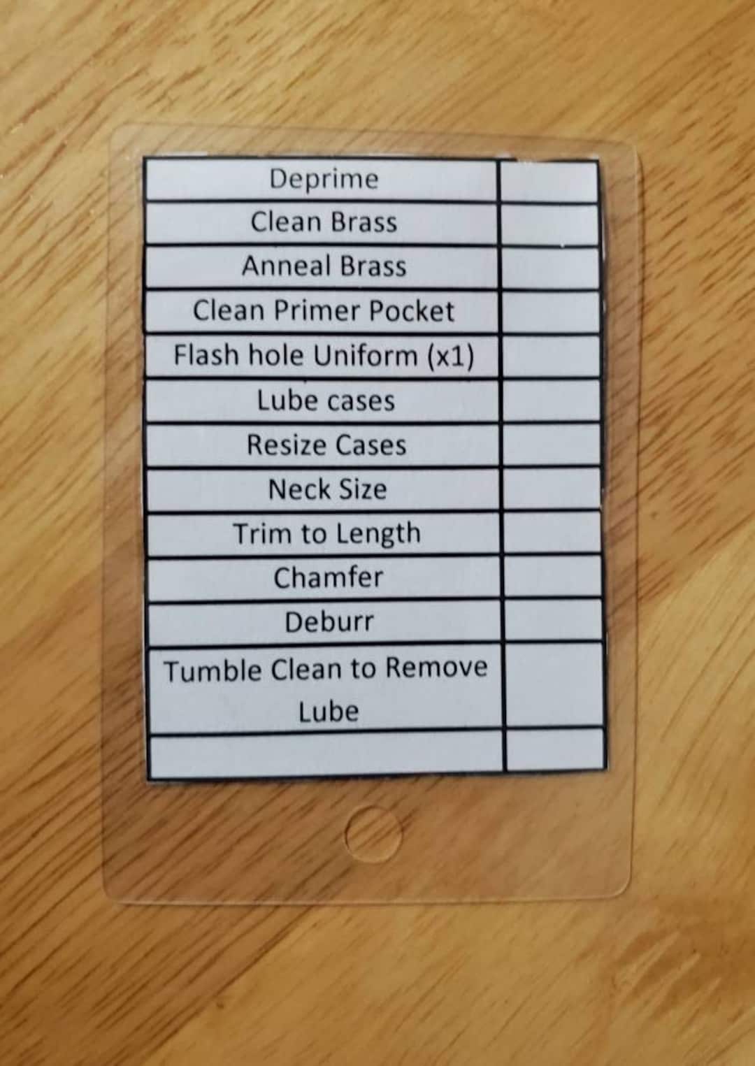 Reloading Case Prep Laminated Checklist: Reloading Tracker - Etsy