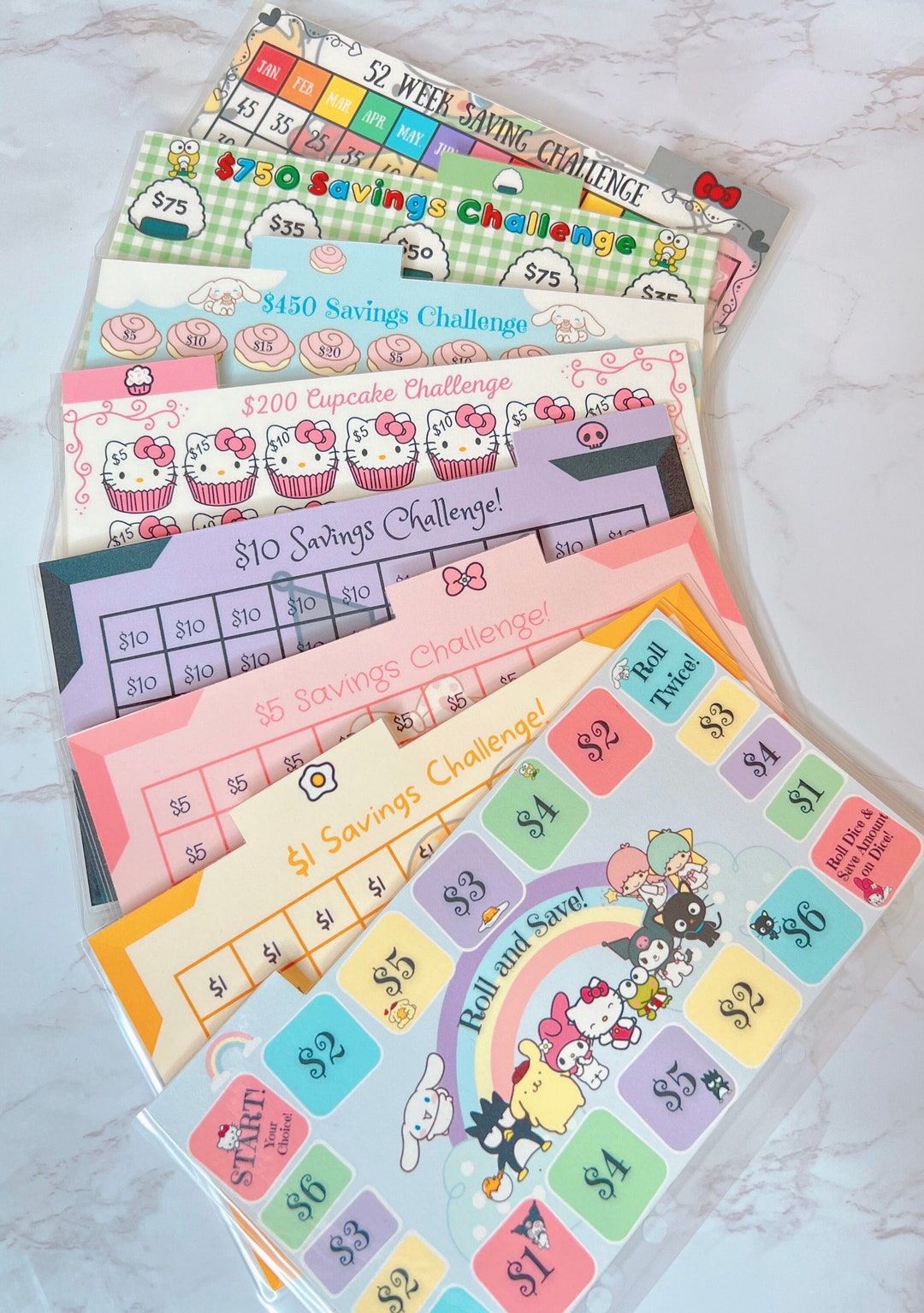 Kawaii Savings Challenge Kawaii Cash Stuffing Envelopes Bundle 8 Cute ...