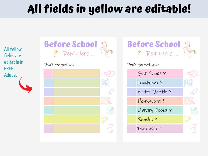 School Day Checklist, Printable Before School Checklist Reminders for ...