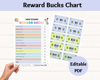 Editable Kids Reward Bucks Printable Mom Bucks, PDF Reward System for ...