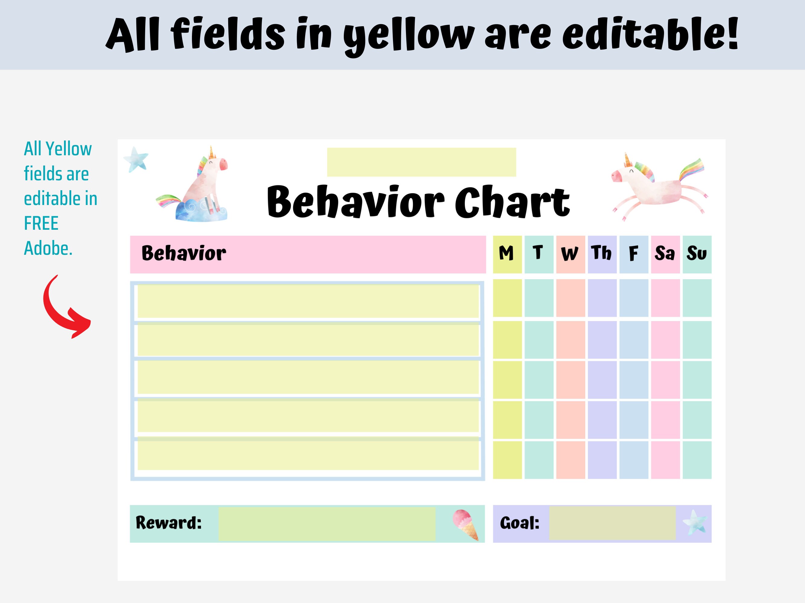 Behavior Chart for Kids, Behavior Chart, Behavior Reward Chart ...