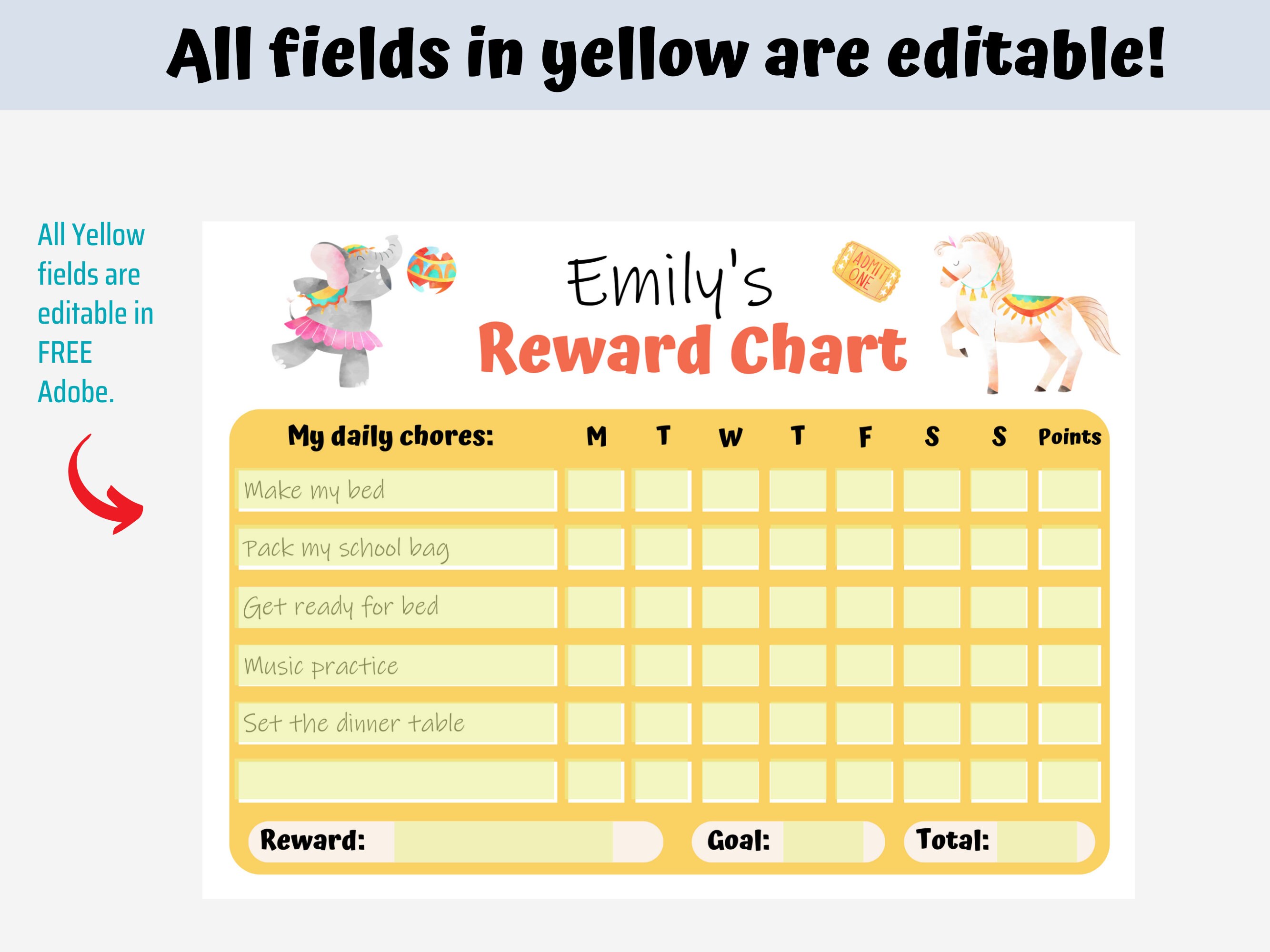 Editable Circus Reward Chart, Printable Dinosaur Reward Chart for Kids ...