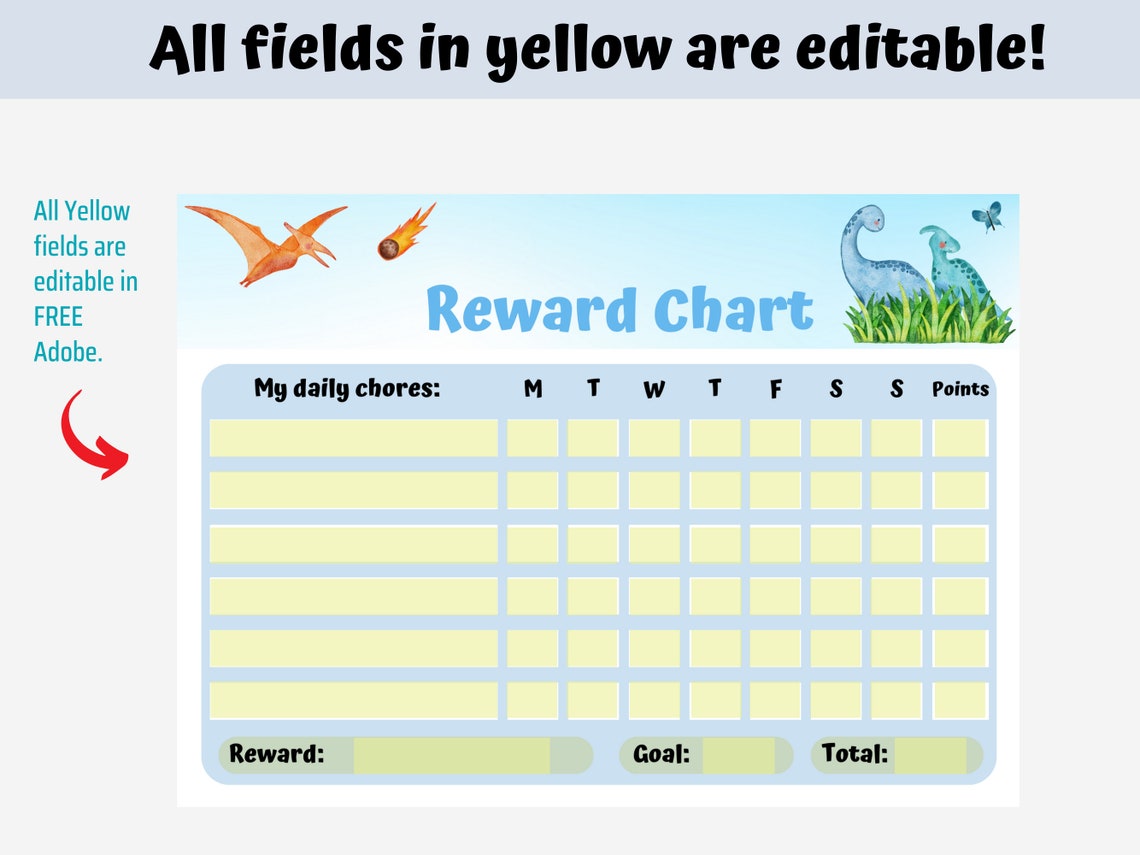 Editable Dinosaur Reward Chart, Printable Dinosaur Reward Chart for ...