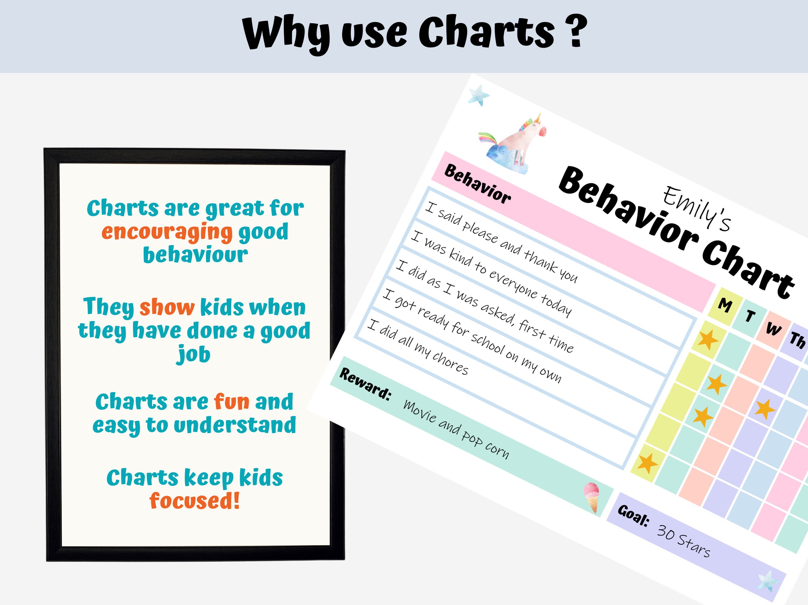 Behavior Chart for Kids, Behavior Chart, Behavior Reward Chart ...