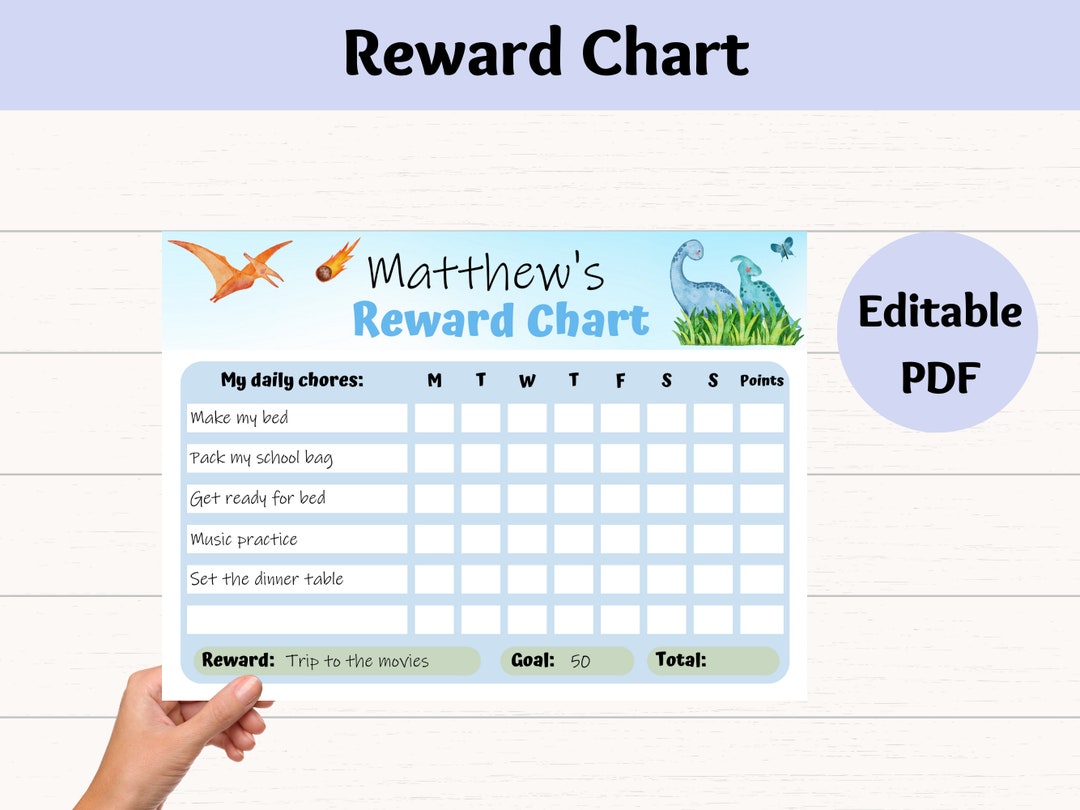 Editable Dinosaur Reward Chart, Printable Dinosaur Reward Chart for ...