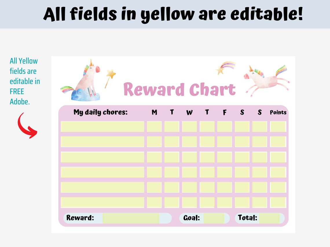 Editable Unicorn Reward Chart, Printable Dinosaur Reward Chart for Kids ...