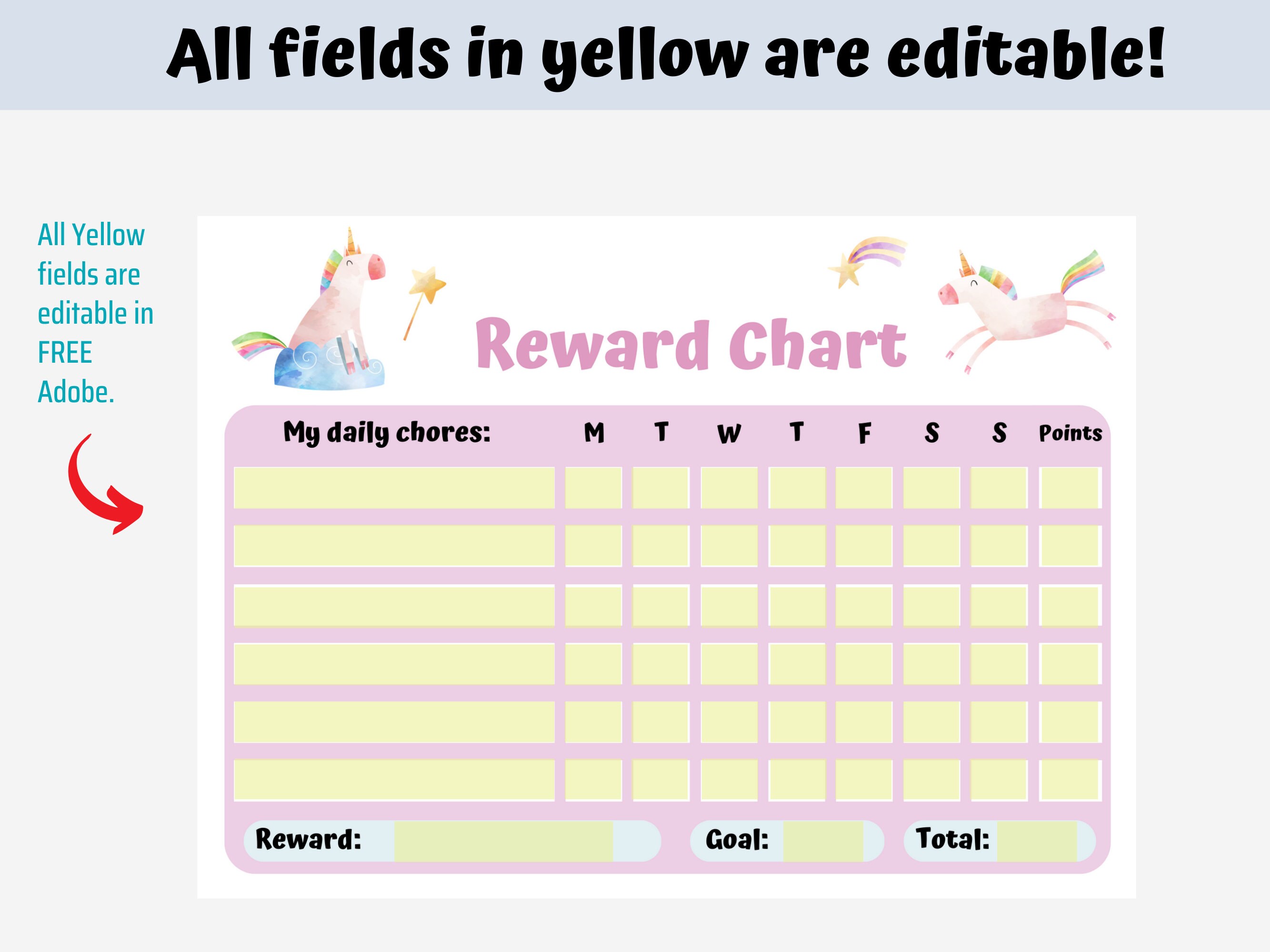 Editable Unicorn Reward Chart, Printable Dinosaur Reward Chart for Kids ...