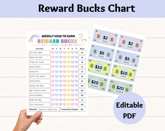 Editable Kids Reward Bucks Printable Mom Bucks, PDF Reward System for ...