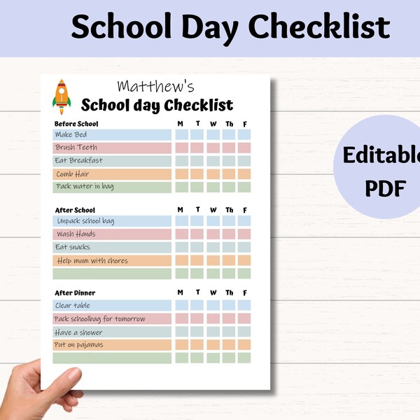 Kids Daily School Checklist - Etsy