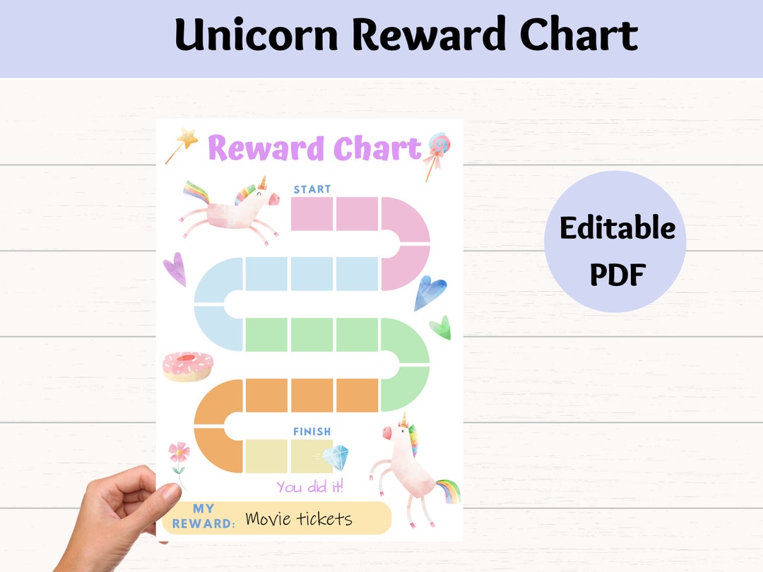 Unicorn Reward Chart, Printable Unicorn Behavior Chart, Editable Reward ...