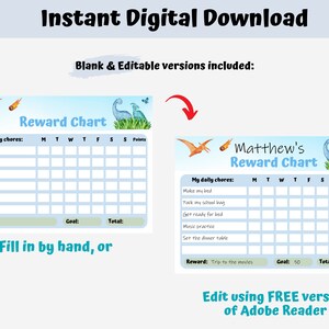 Editable Dinosaur Reward Chart, Printable Dinosaur Reward Chart for ...