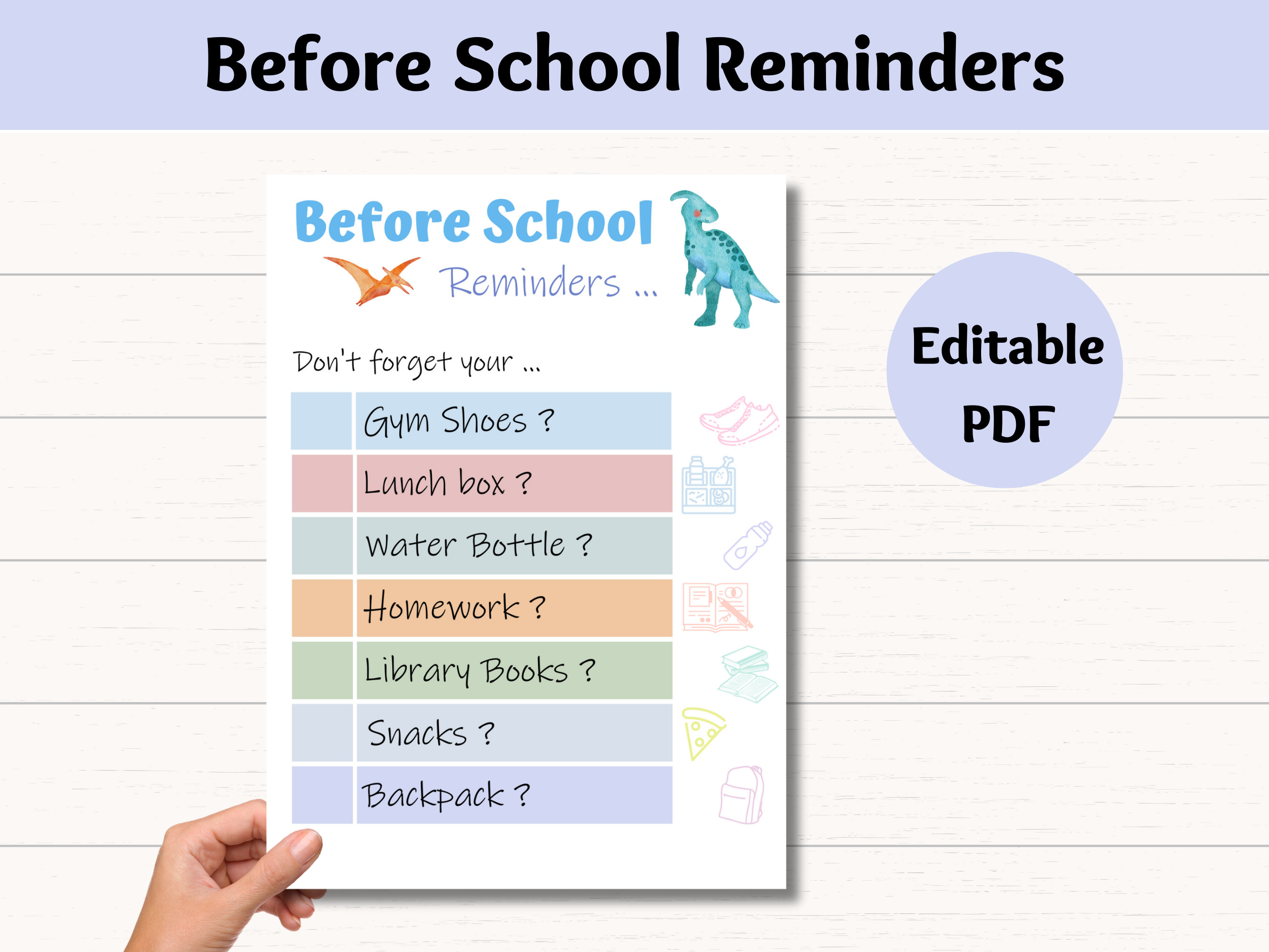 School Day Checklist, Printable Before School Checklist Reminders for ...