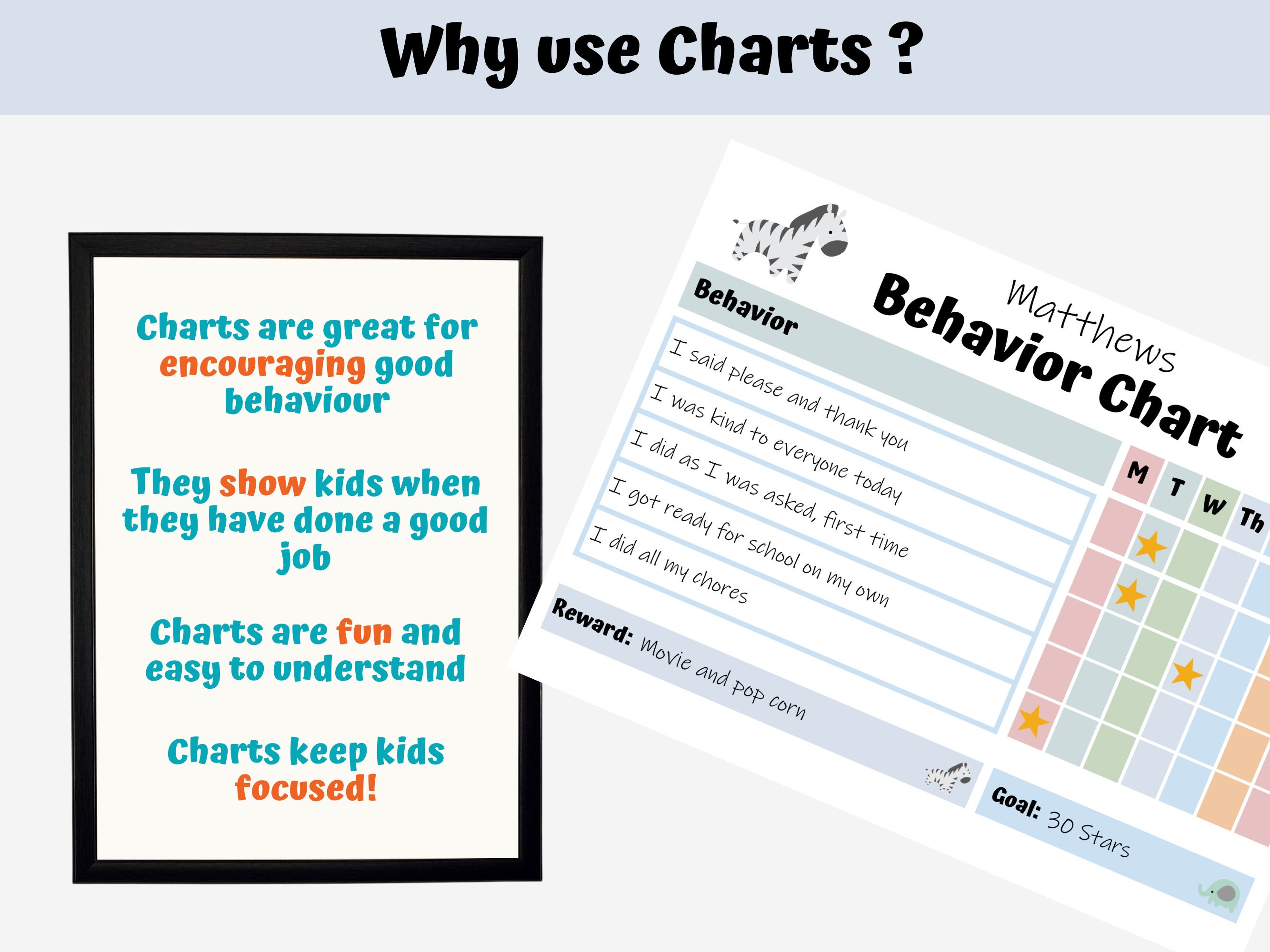 Behavior Chart for Kids, Behavior Chart, Behavior Reward Chart ...
