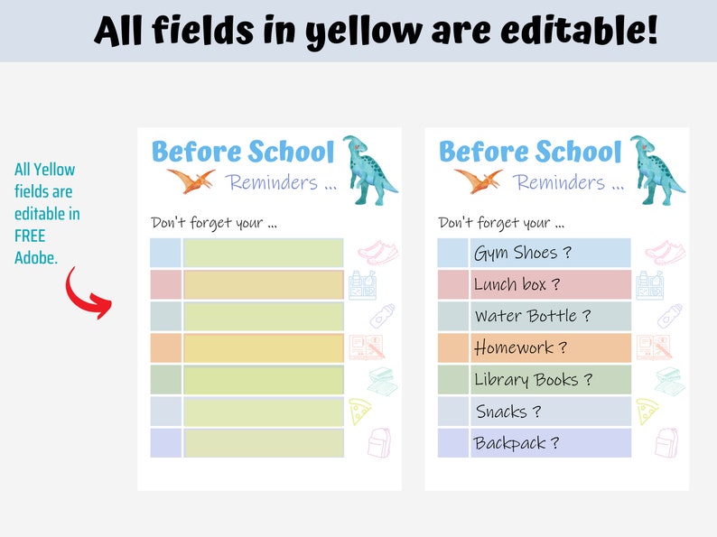 School Day Checklist, Printable Before School Checklist Reminders for ...