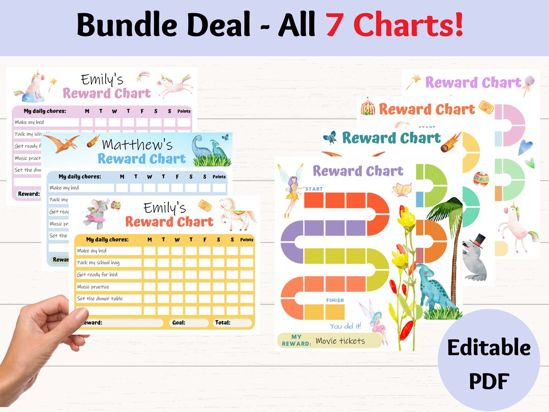 Reward Chart Bundle, Printable Fairy Behavior Chart, Editable Reward ...