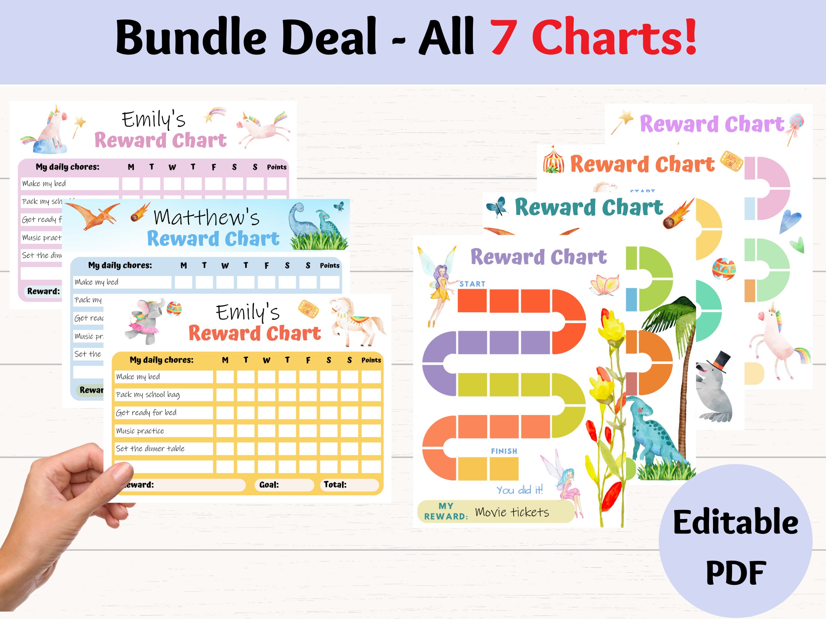 Reward Chart Bundle, Printable Fairy Behavior Chart, Editable Reward ...