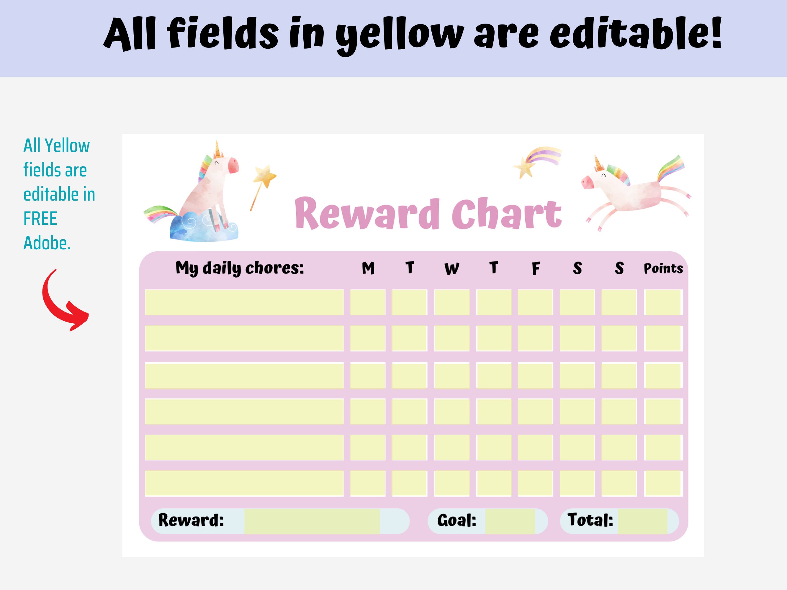 Reward Chart Bundle, Printable Fairy Behavior Chart, Editable Reward ...