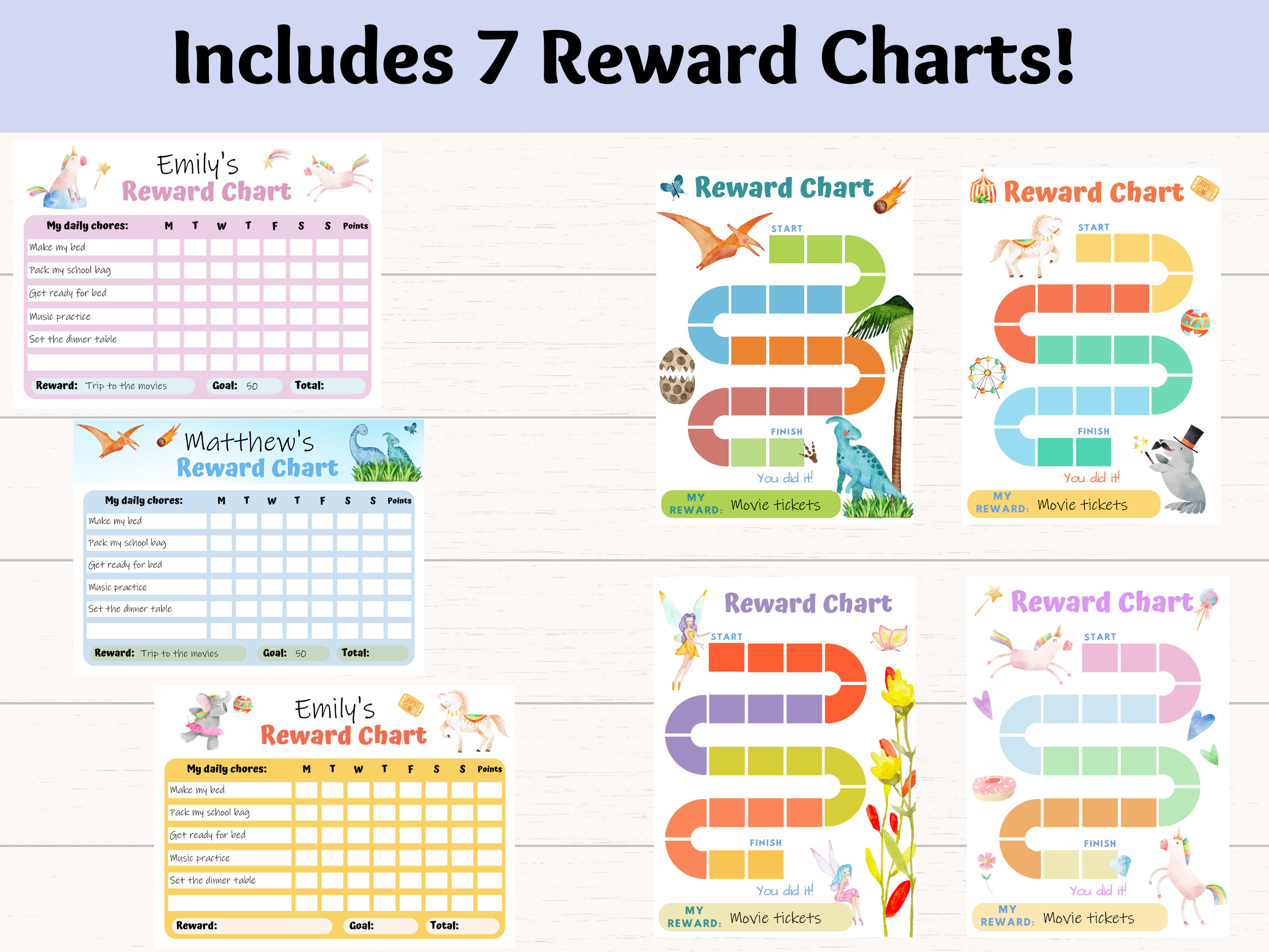 Reward Chart Bundle, Printable Fairy Behavior Chart, Editable Reward ...